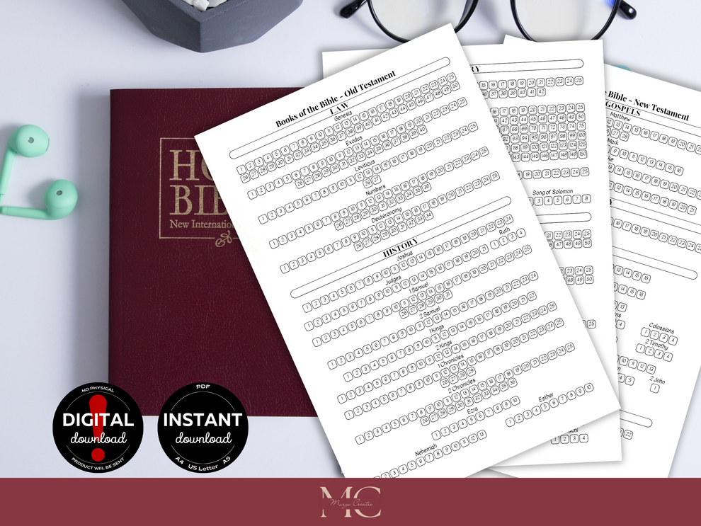 Marge Creates - Bible Reading Tracker, Bible Reading Chapter Tracker