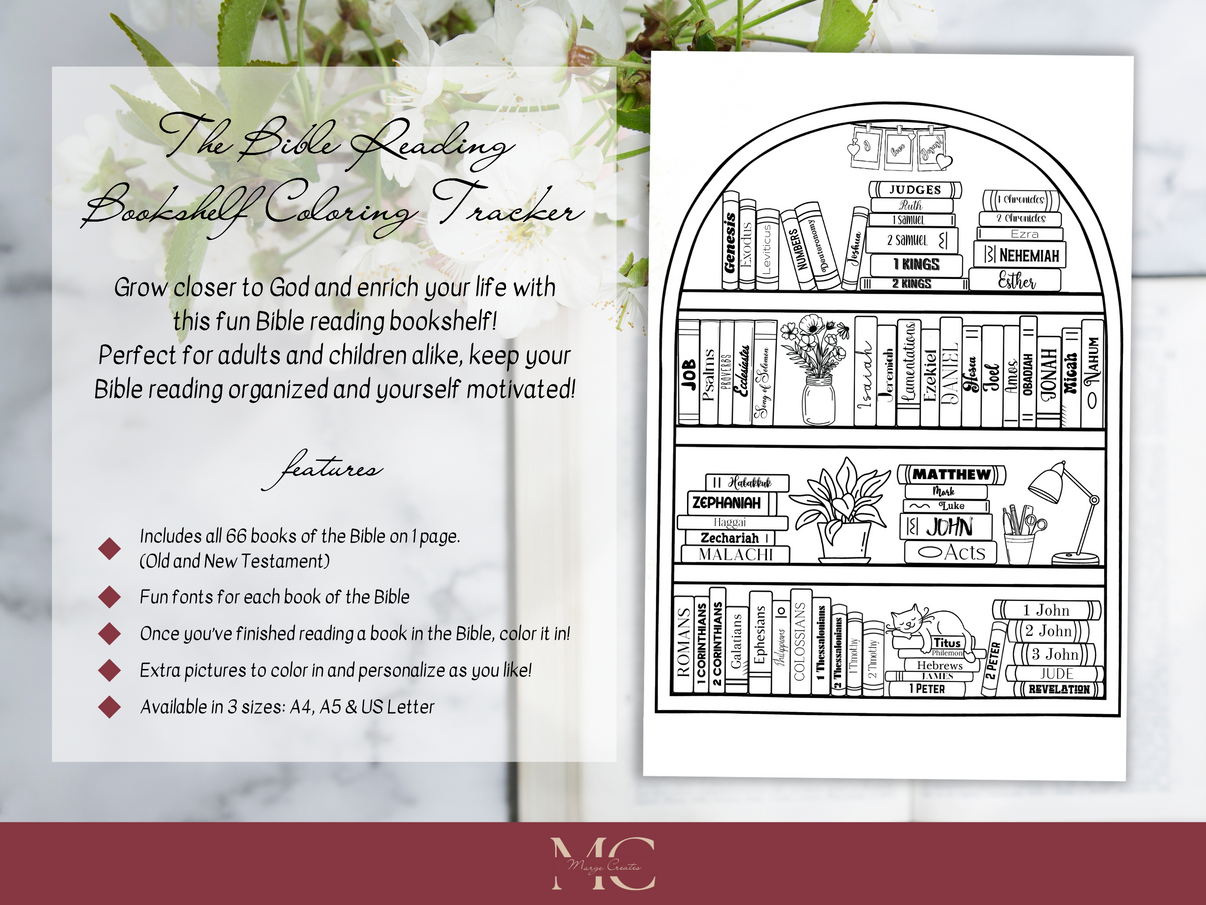 Marge Creates - Books of the Bible Bookshelf Coloring Tracker & Bible ...