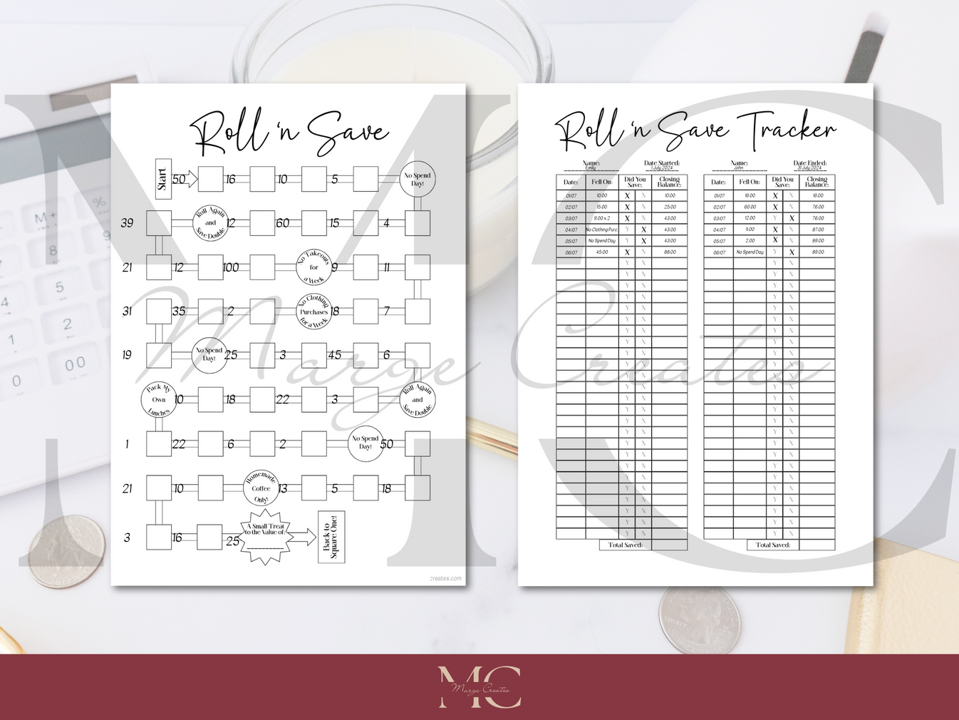 Marge Creates - Roll 'n Save Printable Money Saving Board Game for ...