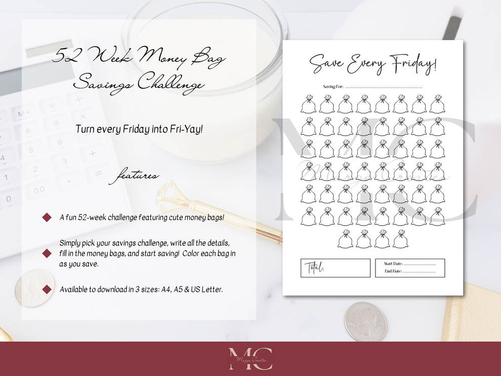 Marge Creates - 52 Week Friday Money Saving Challenge, Money Bags ...