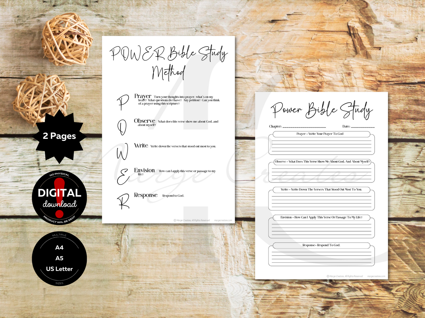 Marge Creates - POWER Bible Study Method Worksheet